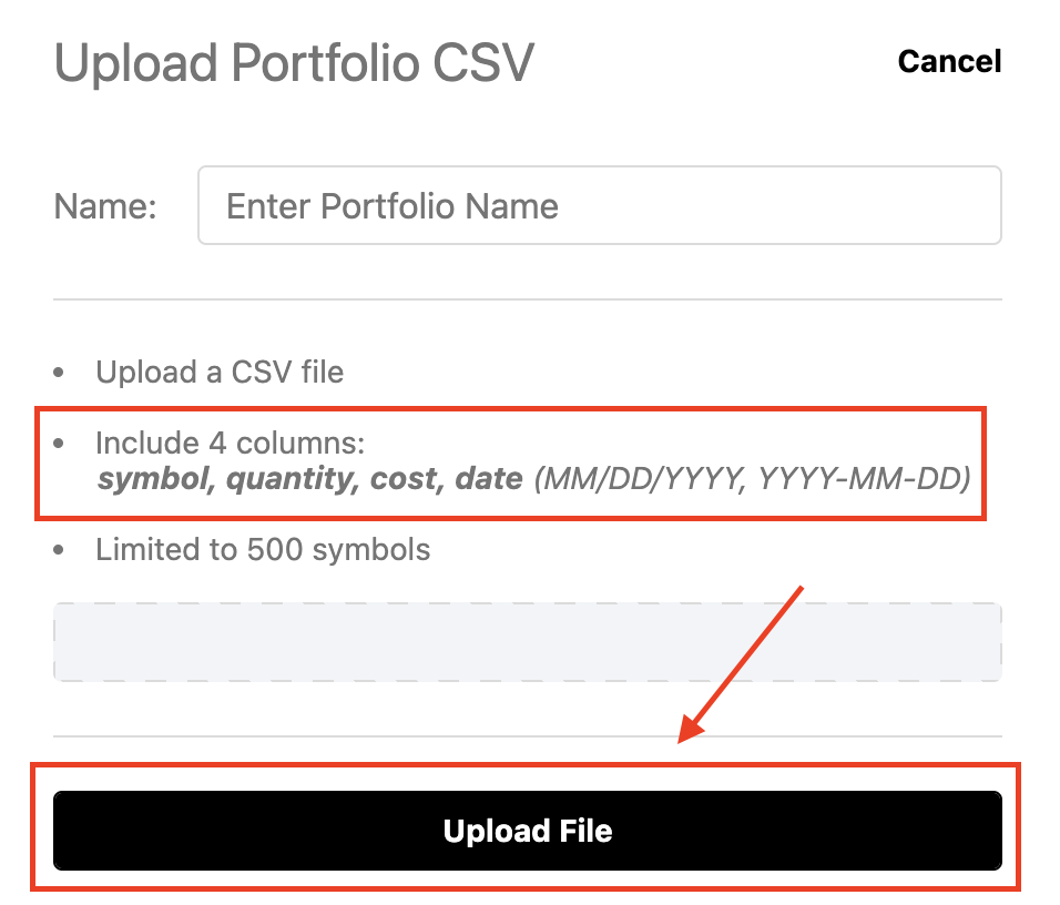 How to Import/Upload a Portfolio Using a CSV File?