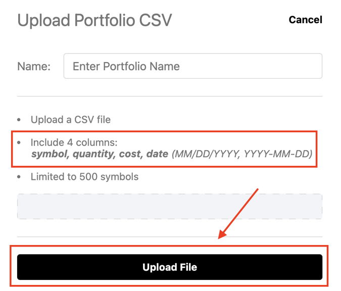 How to Import/Upload a Portfolio Using a CSV File?