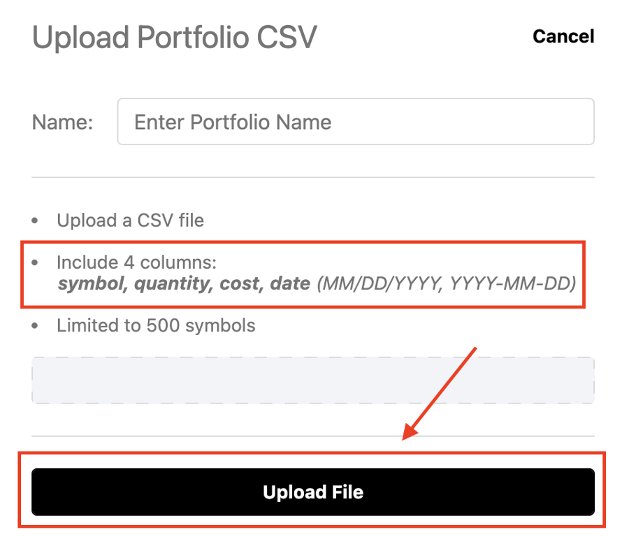 How to Import/Upload a Portfolio Using a CSV File?
