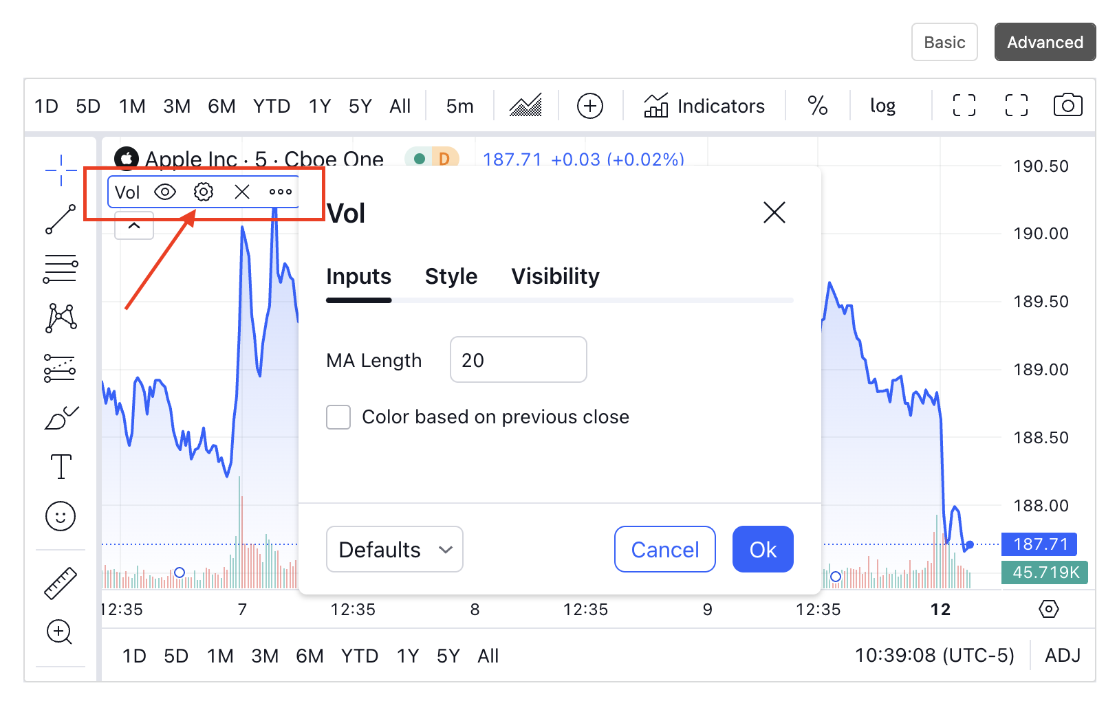 Advanced Chart Features: What the Various Buttons on the Advanced Chart ...