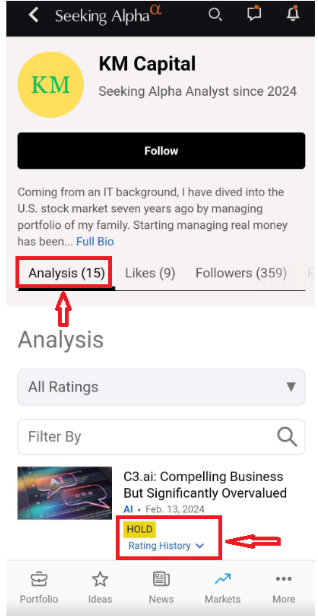 Where Can I Find the Analyst Rating for a Stock on the App?