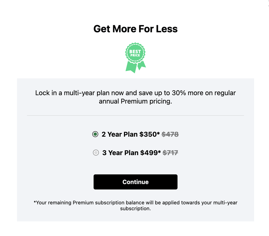 How Can I Prepay for Next Year’s Premium Subscription?