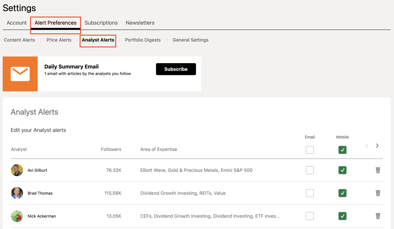 How Do I Manage My Email Alerts From Seeking Alpha?