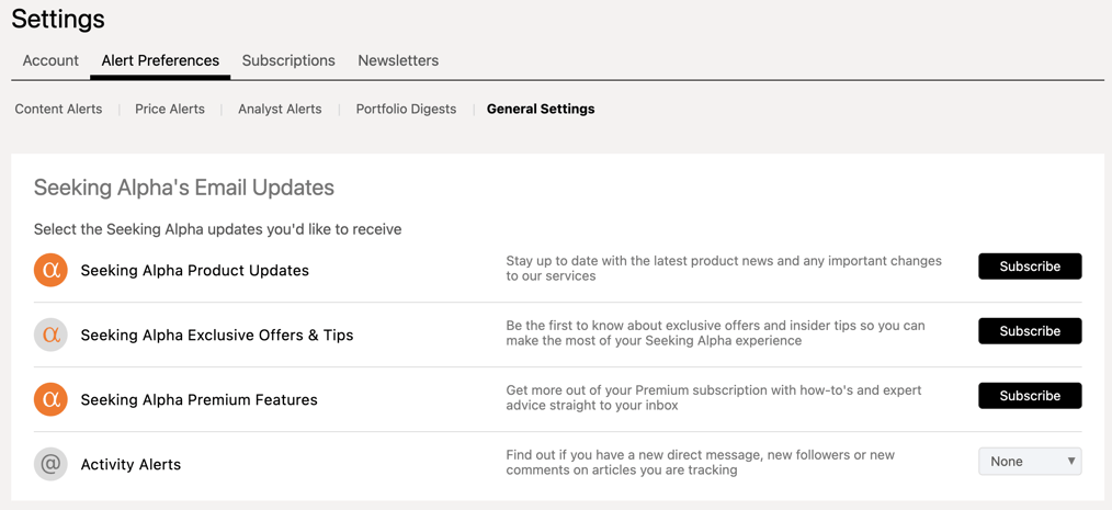 How Do I Manage My Email Alerts From Seeking Alpha?